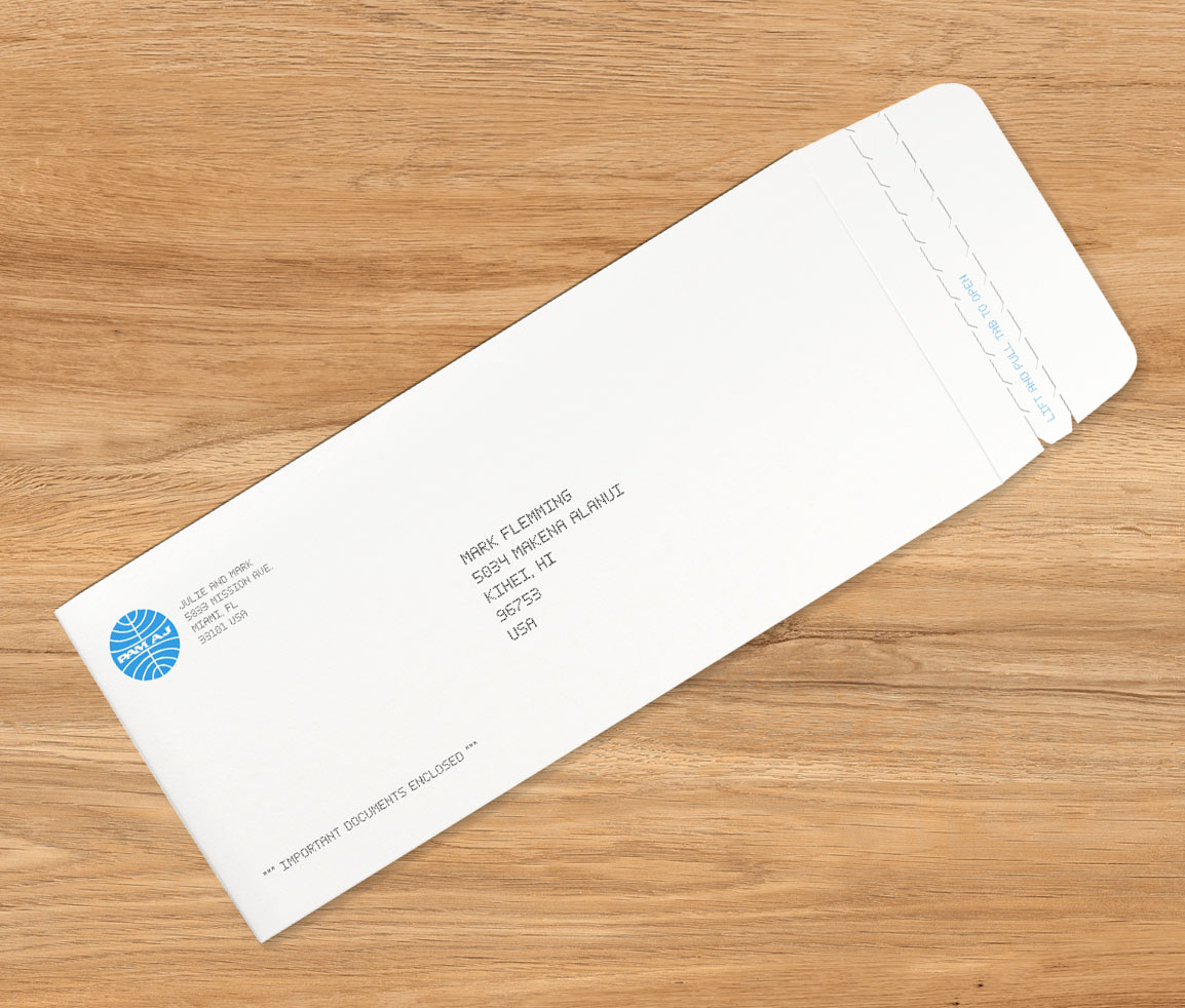 Custom Printed Airline Ticket Envelopes